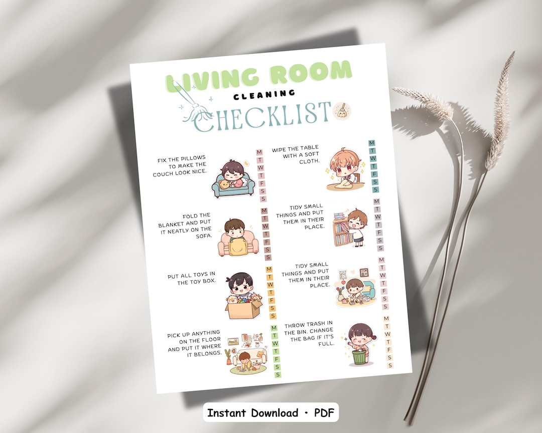 Living Room Cleaning Checklist | Adhd-friendly Visual Chore Chart ...