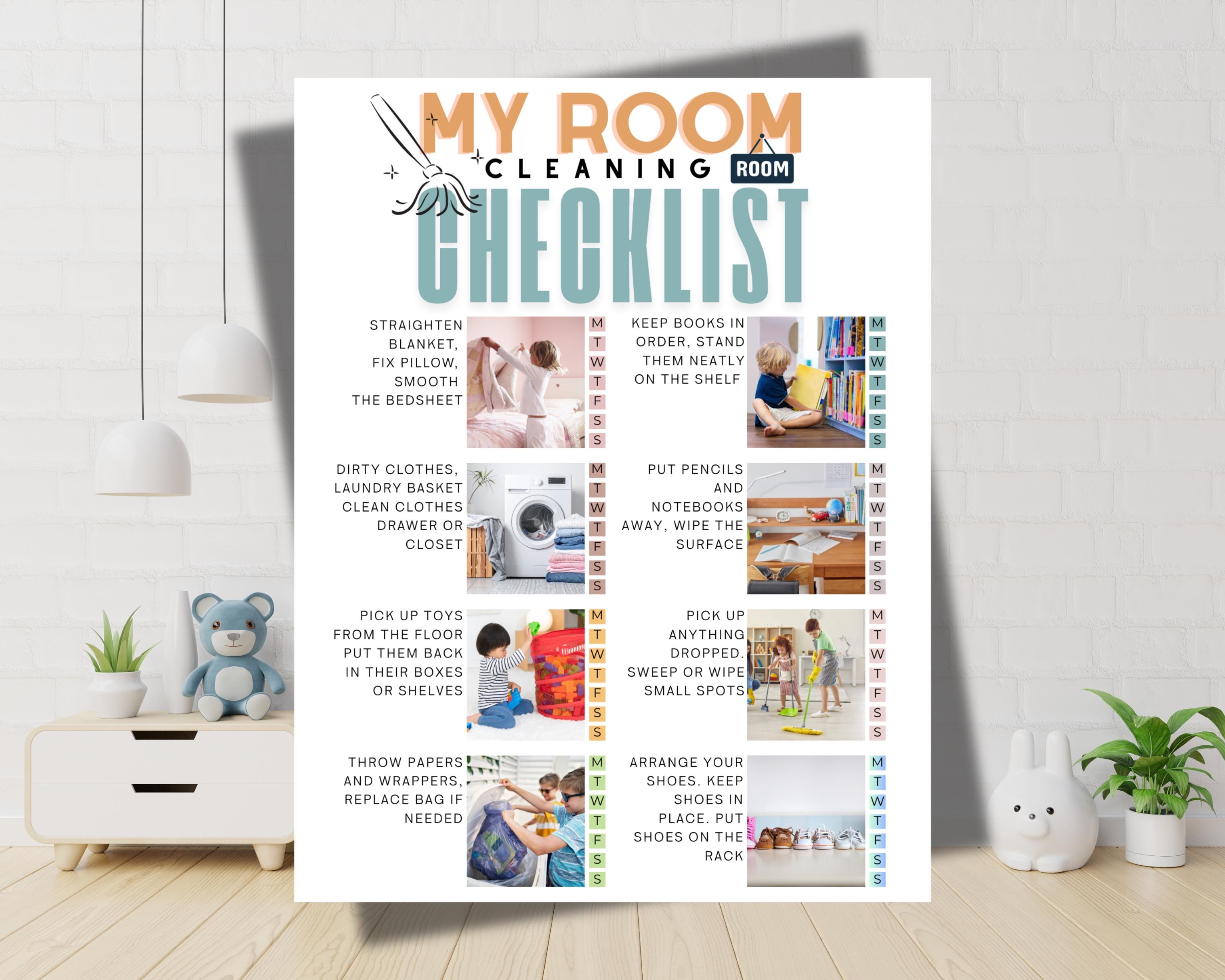 Kids Room Cleaning Checklist Printable Daily and Weekly Chore Chart for ...