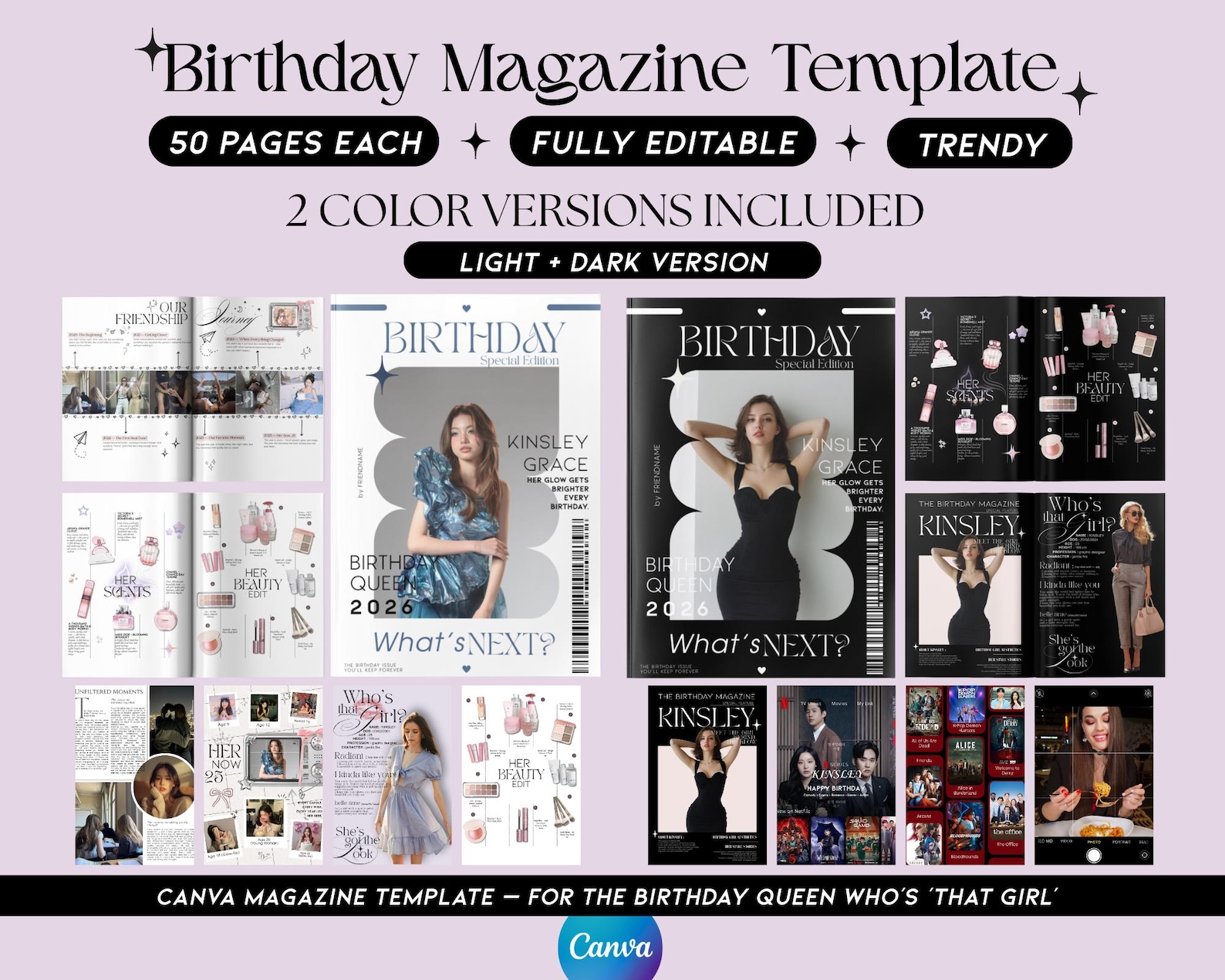 Aesthetic Birthday Magazine Template | Vogue-inspired Gift | 50 Pages ...