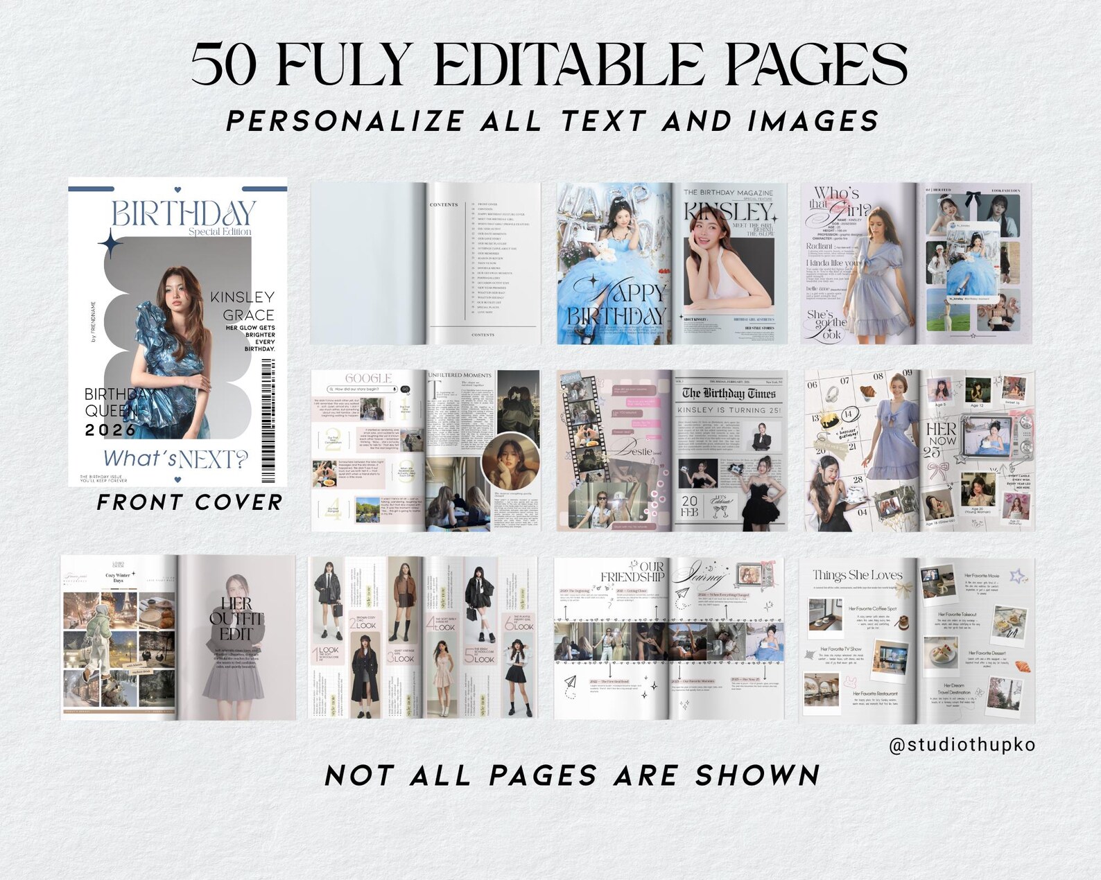 Aesthetic Birthday Magazine Template | Vogue-inspired Gift | 50 Pages ...