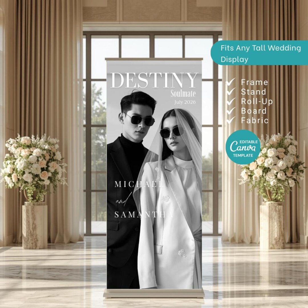 Fashion Editorial Wedding Welcome Sign Template, Magazine Style Couple ...
