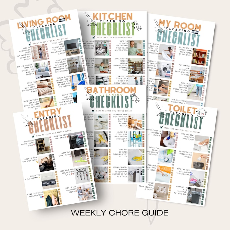 Teen and Tween Cleaning Checklist Visual Room Routine Chart ADHD ...