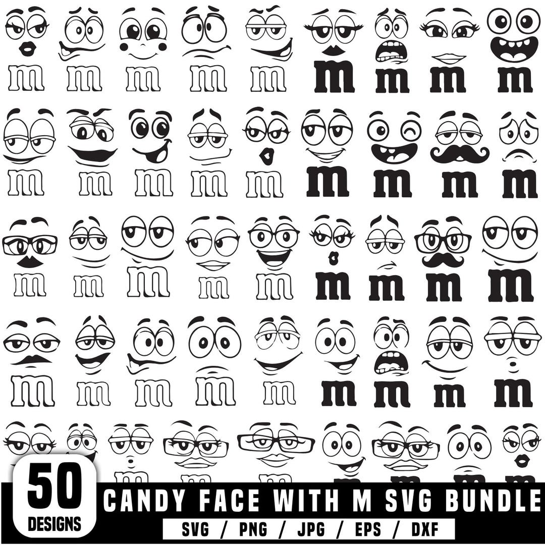 Candy Faces With "m" Svg Png, Lower Case M Candy Faces Svg, Bundle ...