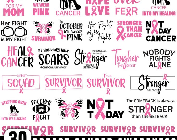 Breast Cancer Svg Bundle, Breast Cancer Awareness Svg, Fight Cancer Svg ...