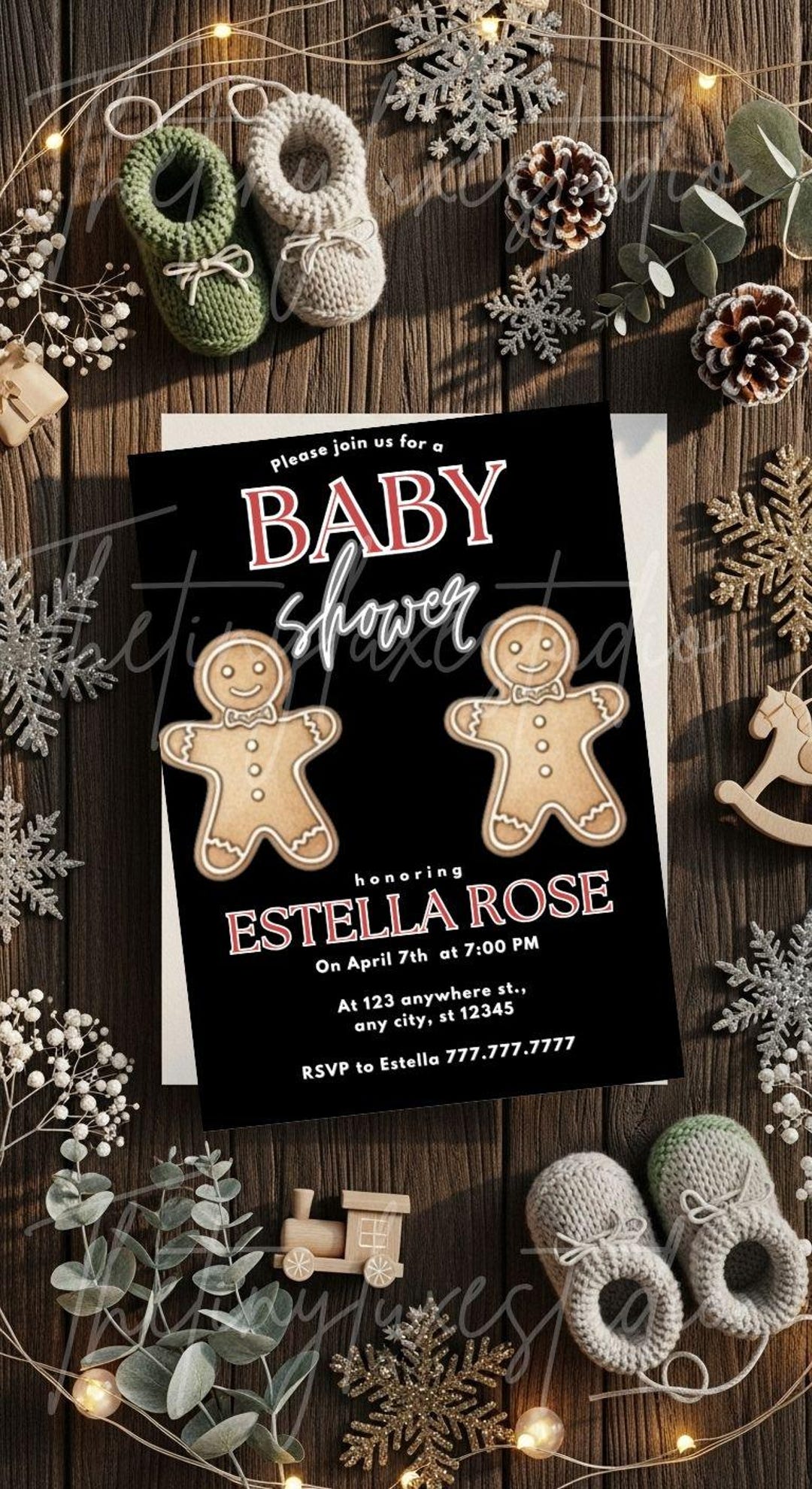 Gingerbread Baby Shower Invitation | Christmas Cookie Sprinkle (canva ...