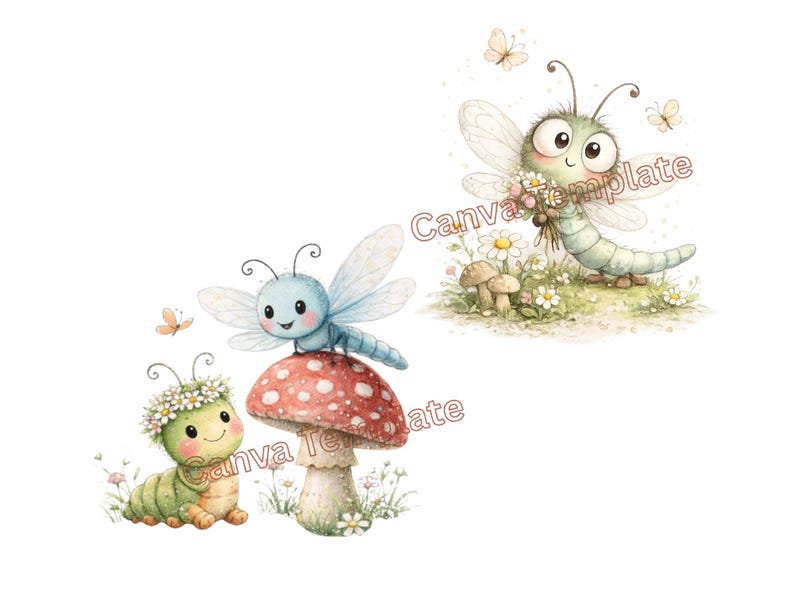 Spring Bugs Clipart Bundle | Cute Insect Clipart | Ladybug Caterpillar ...