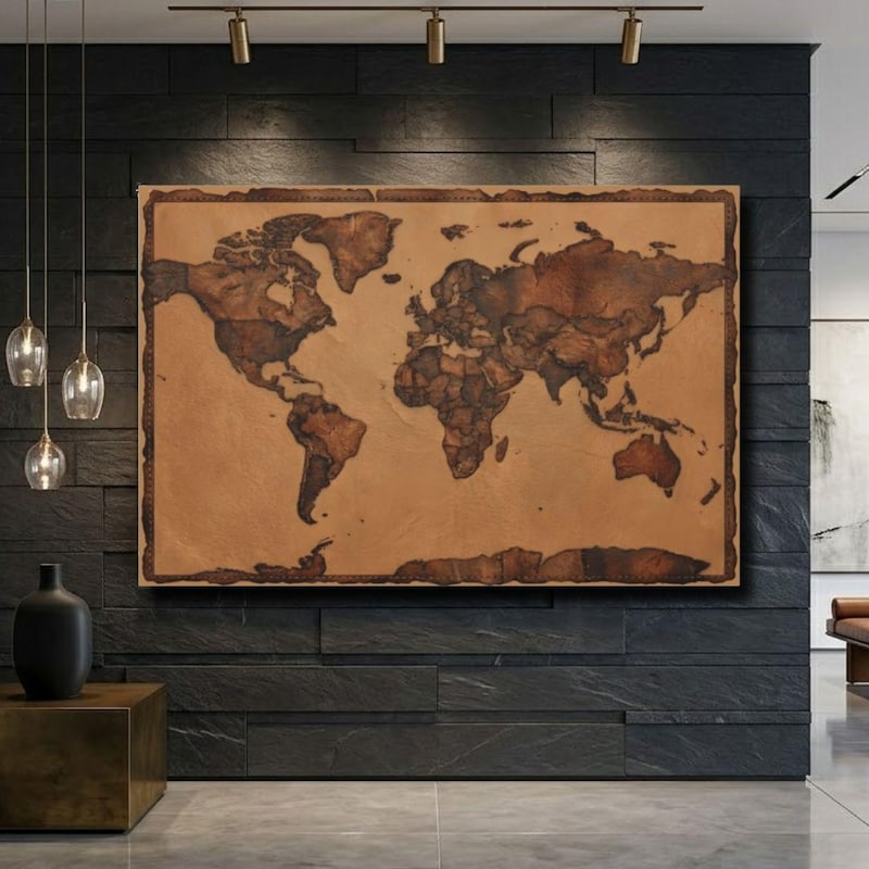 Push Pin World Map Leather - Etsy