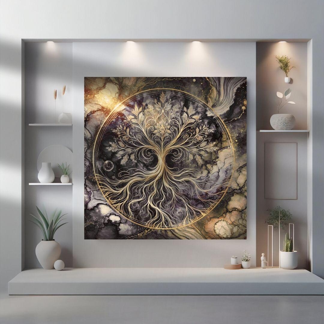 Golden Tree of Life Canvas, Midas Touch Art, Mystic Boho Wall Decor - Etsy