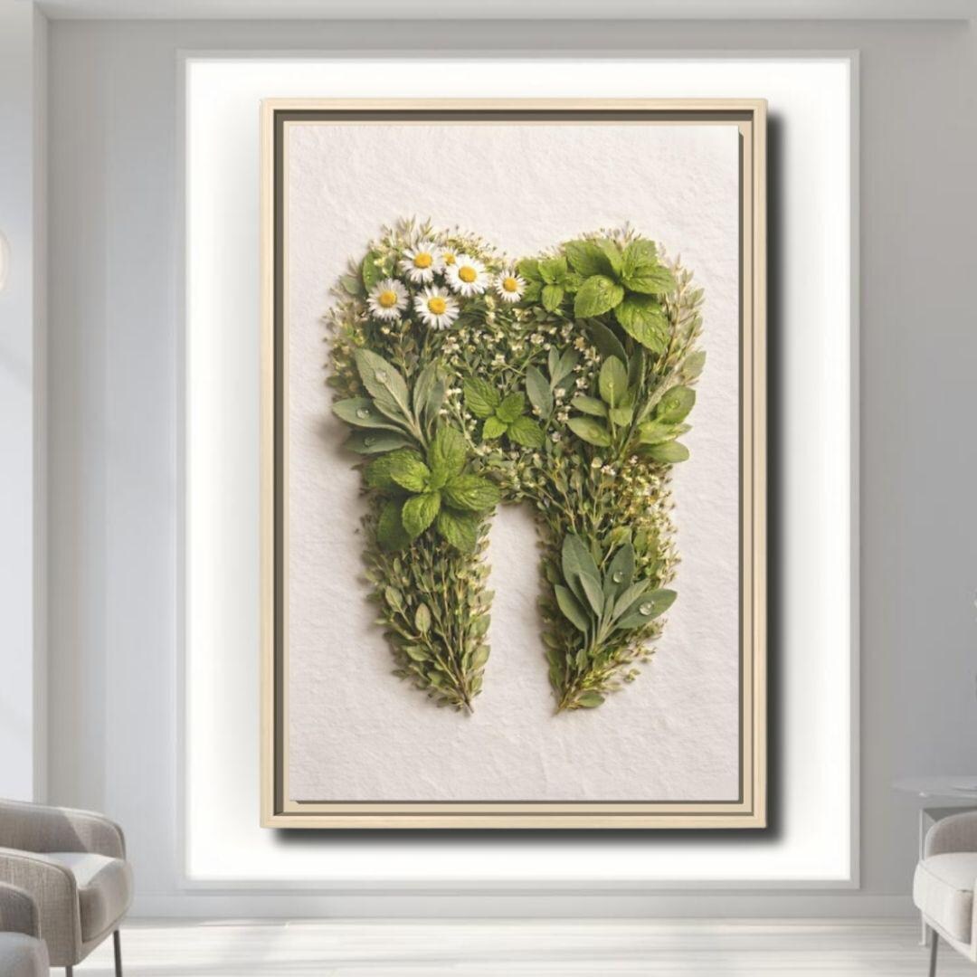 Framed Botanical Dental Wall Art, Tooth Plant Canvas, Dental Office ...