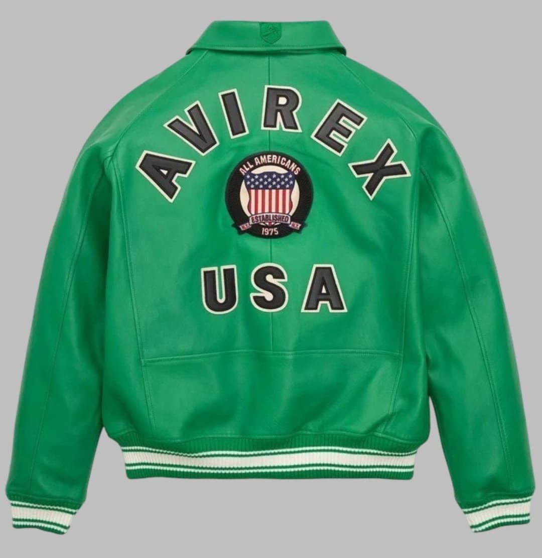 Men's Avirex Real Bomber American Flight Jacket 100% Lamb Leather ...