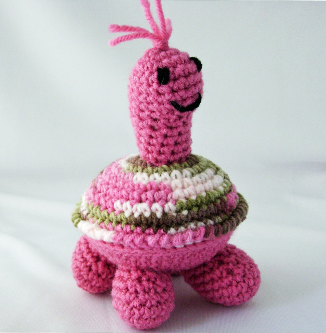 Raspberry Sherbet the Turtle, Pink Amigurumi, Crocheted Stuffed Toy ...