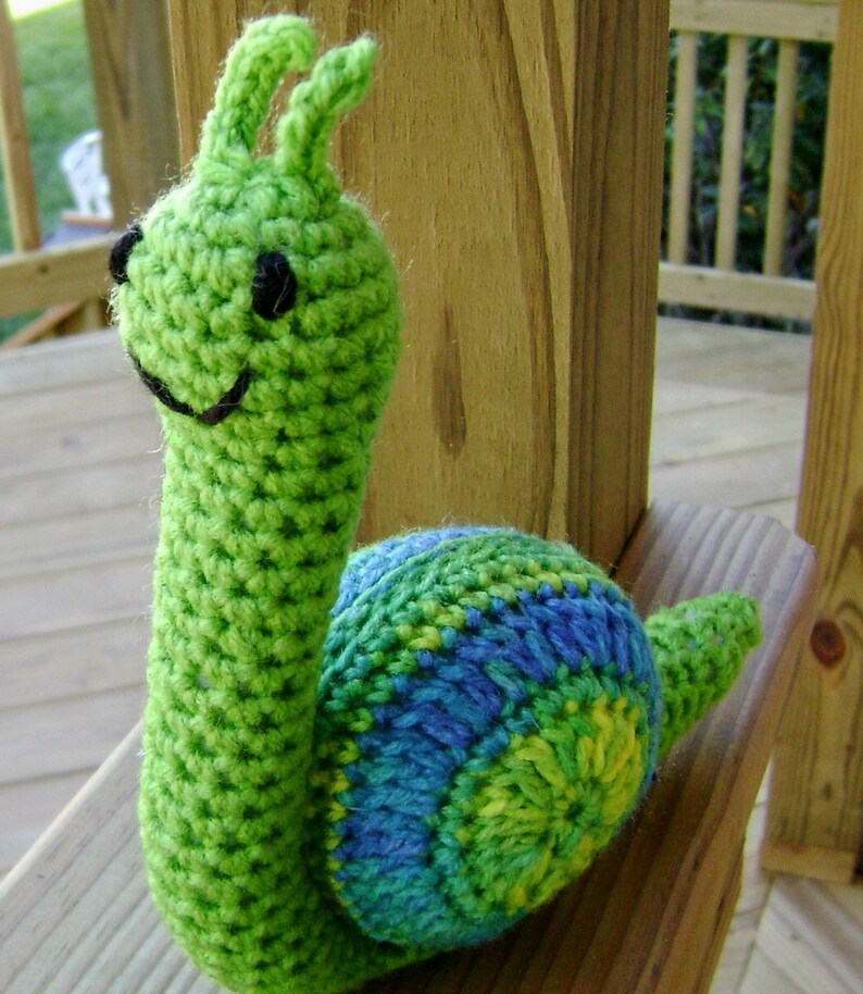 Snippy the Snail Amigurumi Crocheted Green Stuffed Toy Made to Order - Etsy