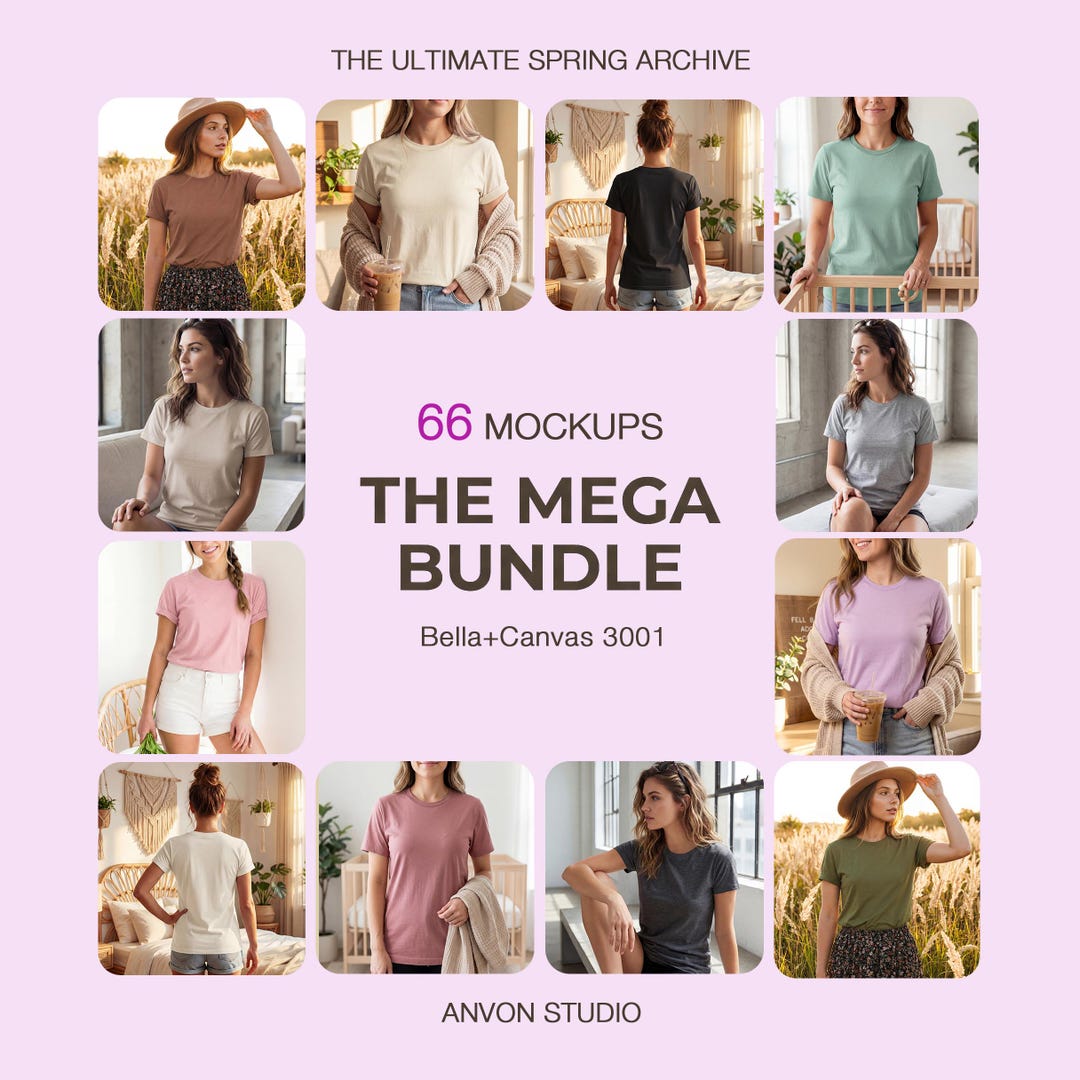 66 Bella Canvas 3001 Mockup Bundle | Ultimate Spring Mega Bundle ...