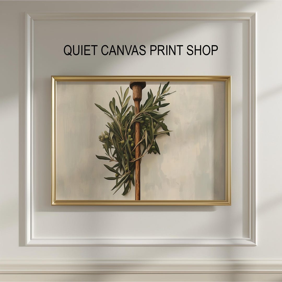 Vintage Olive Branch Print – Rustic Farmhouse Wall Art (digital ...