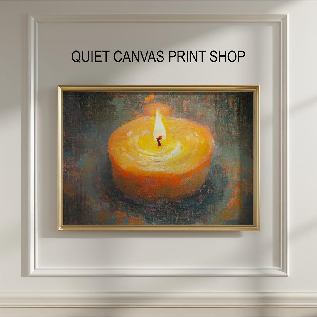 Moody Candlelight Painting - Printable Warm Candle Glow Art, Cozy ...