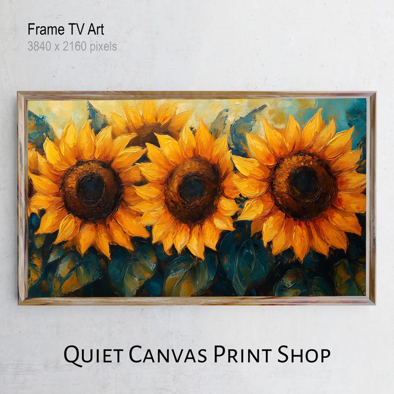 Rustic Sunflower Frame TV Art, Farmhouse Botanical (digital Download ...