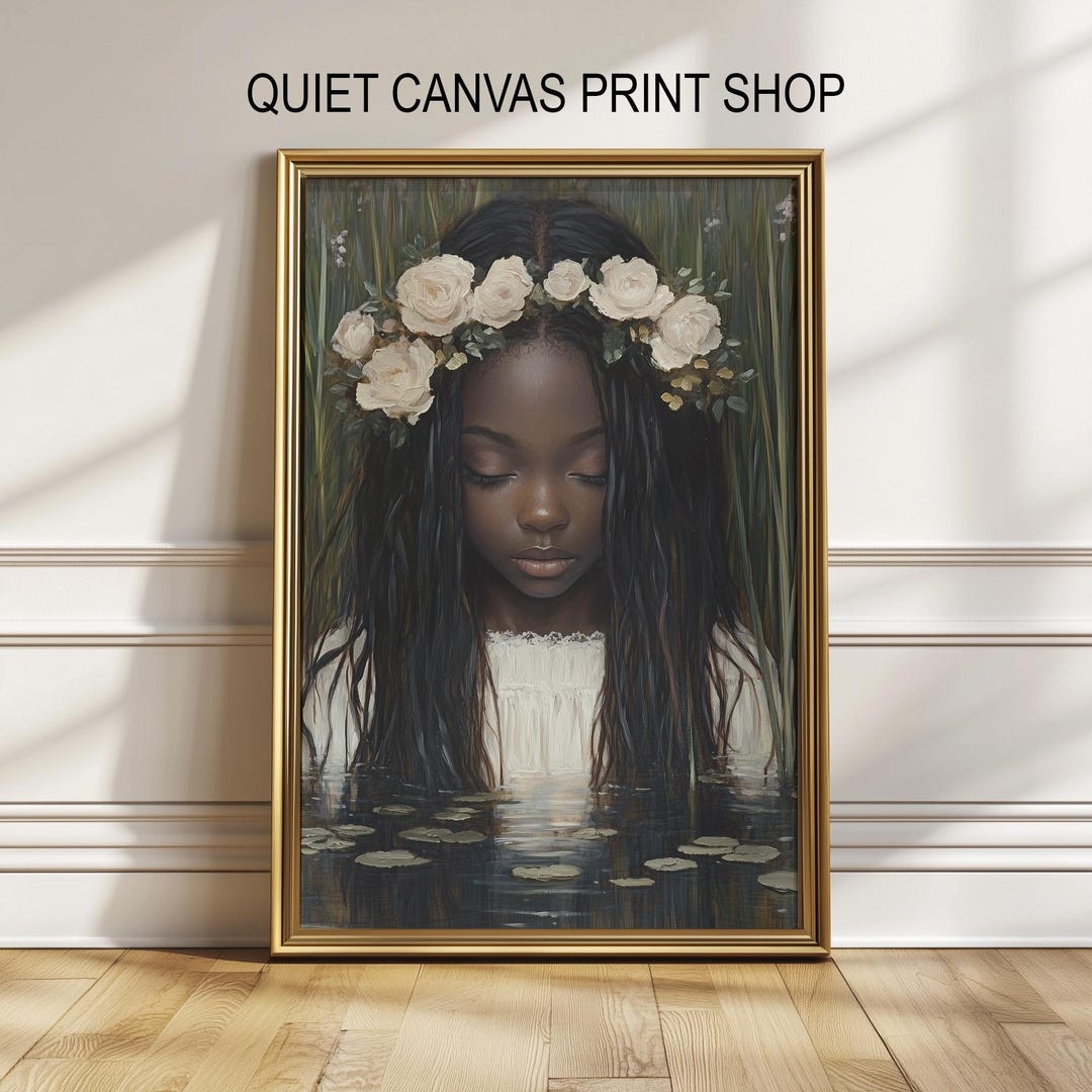 Moody Portrait of Young Black Girl - Afrocentric Vintage Cottagecore ...