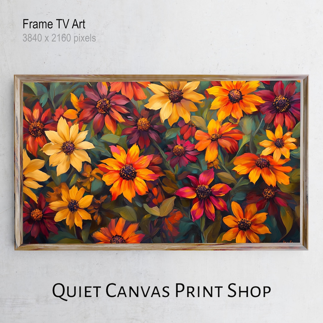 Rustic Fall Cottagecore Gaillardia Frame TV Art, Cozy Earthy Farmhouse ...