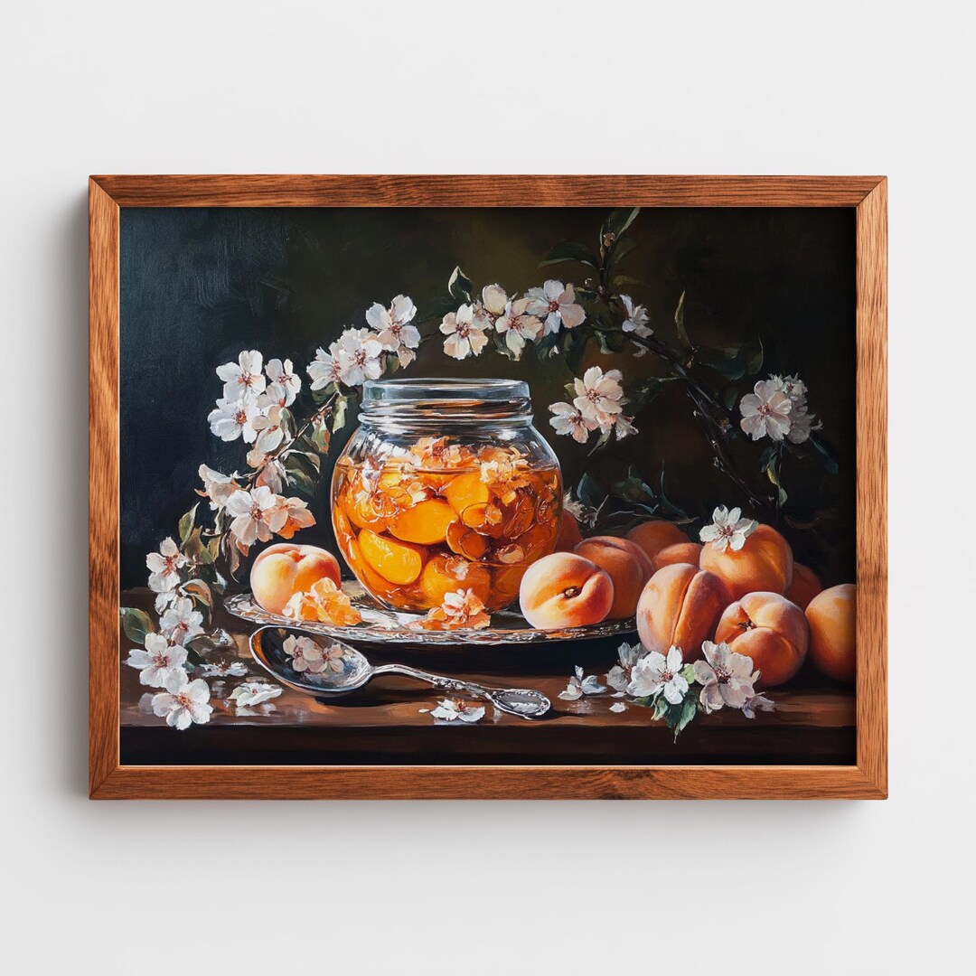 Apricot Jar Still Life Art Print – Rustic Farmhouse Kitchen Decor ...