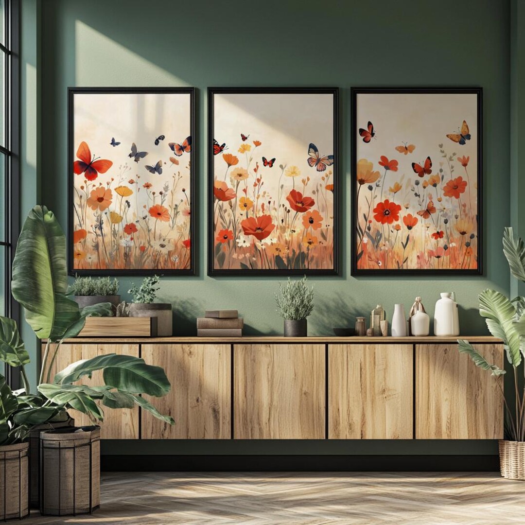 Cottagecore Meadow Print Set, Watercolor Wildflowers (digital Download ...