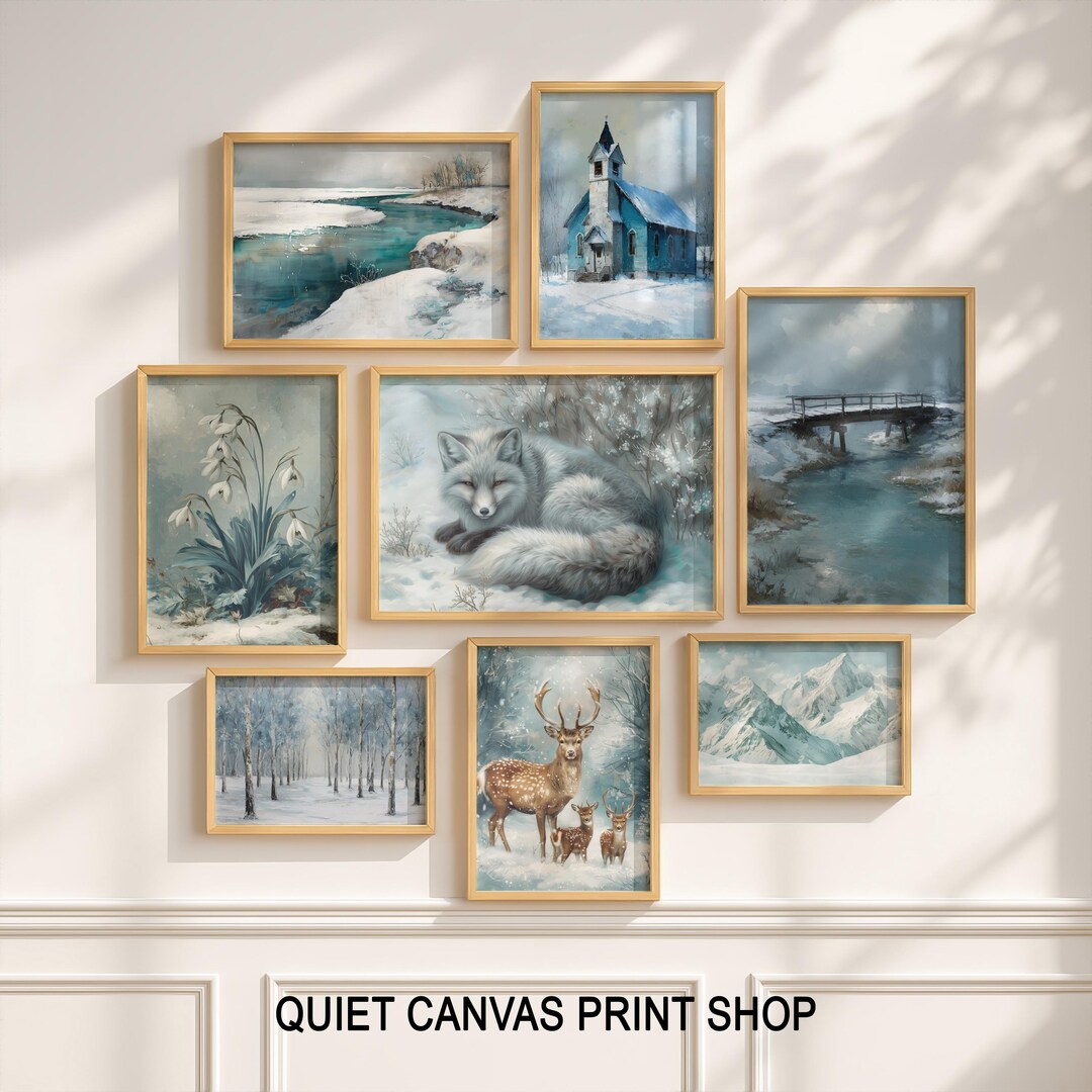 Winter Landscape Printable Art Set of 15, Icy Nature Scenes (digital ...
