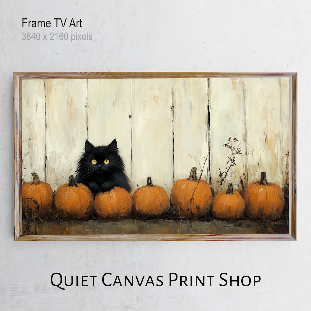 Halloween Black Cat and Pumpkin Frame TV Art for Samsung (digital ...