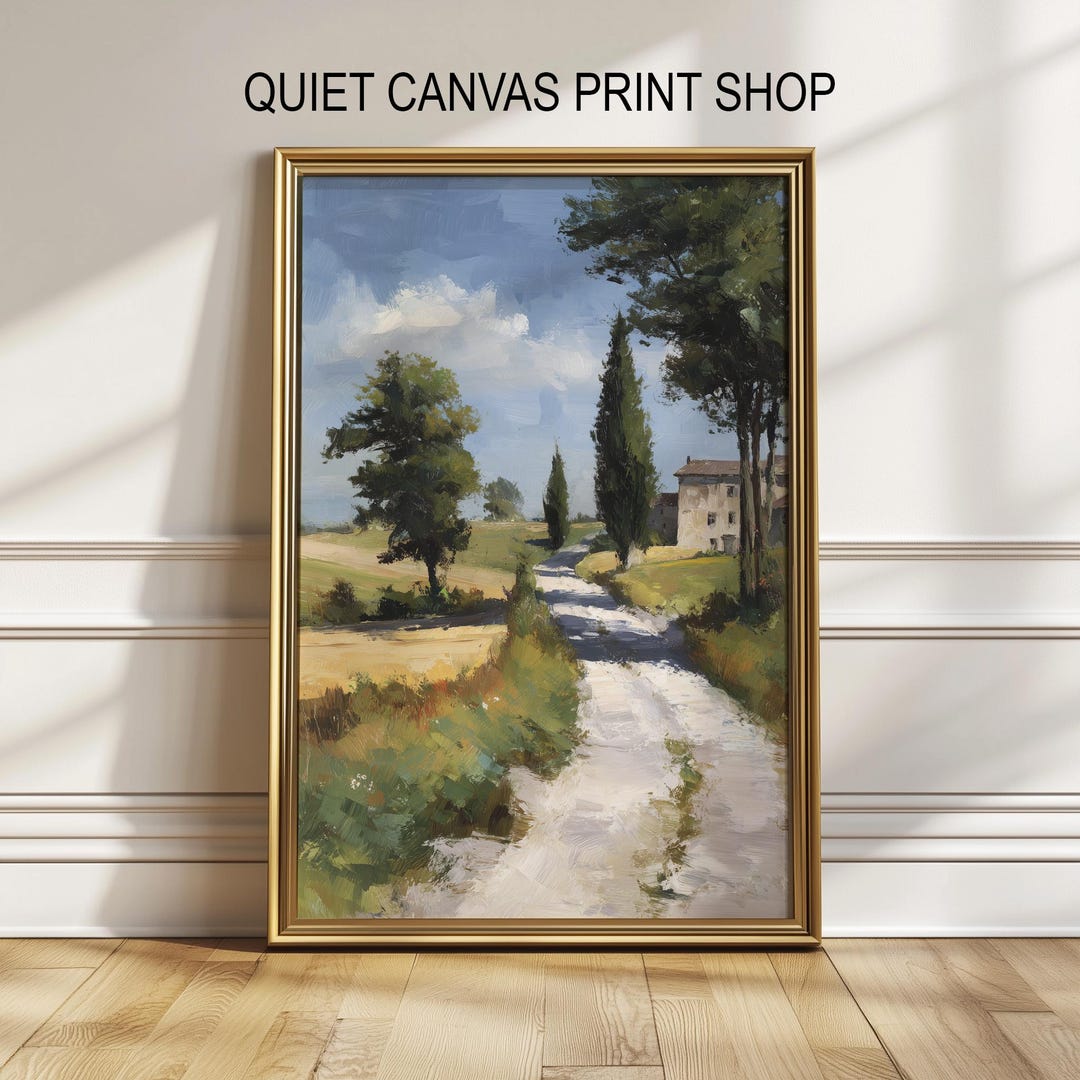 Rustic Printable Countryside Pathway Art - Vintage Farmhouse Landscape ...