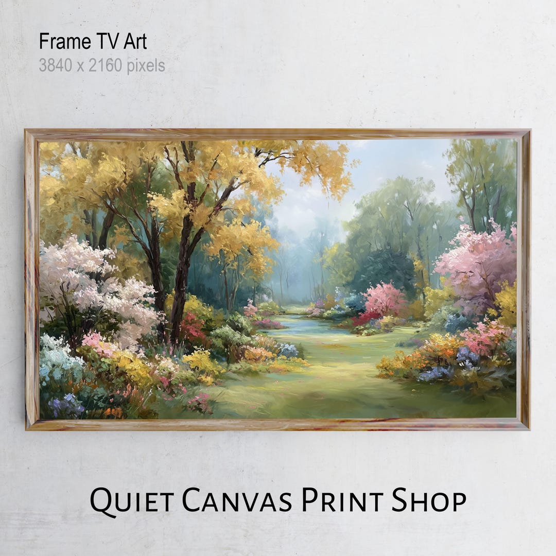 Cottagecore Meadow Landscape Painting, Samsung Frame TV Art (digital ...