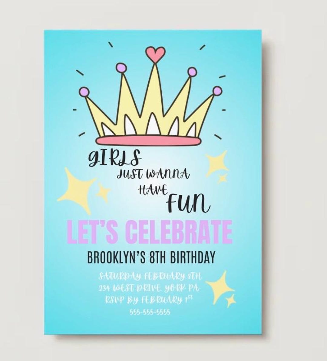 Girls Just Wanna Have Fun Party Invitation - Etsy