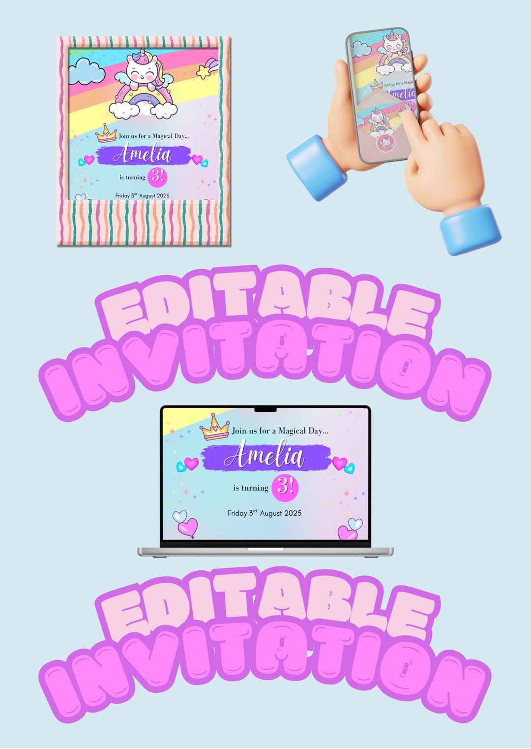 Editable Birthday Invitation - Etsy