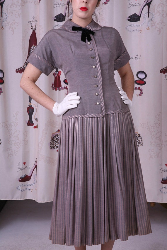 Vintage 1950's Drop Waist Button up Peter Pan Collar - Etsy