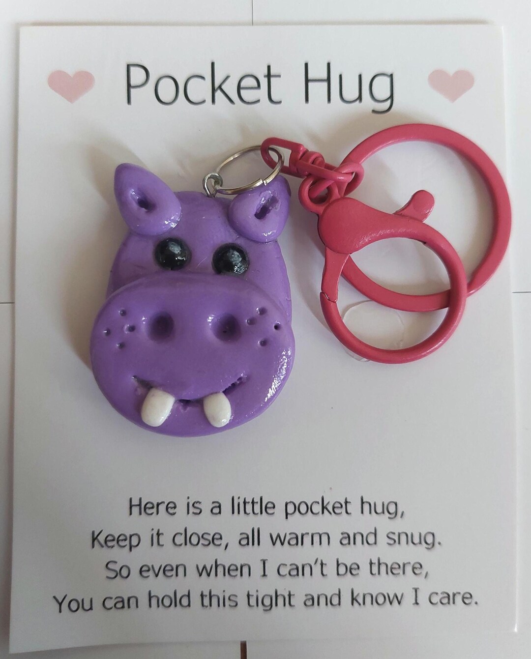 Handmade Hippo Pocket Hug Clip-on Charm, Polymer Clay Keychain - Etsy