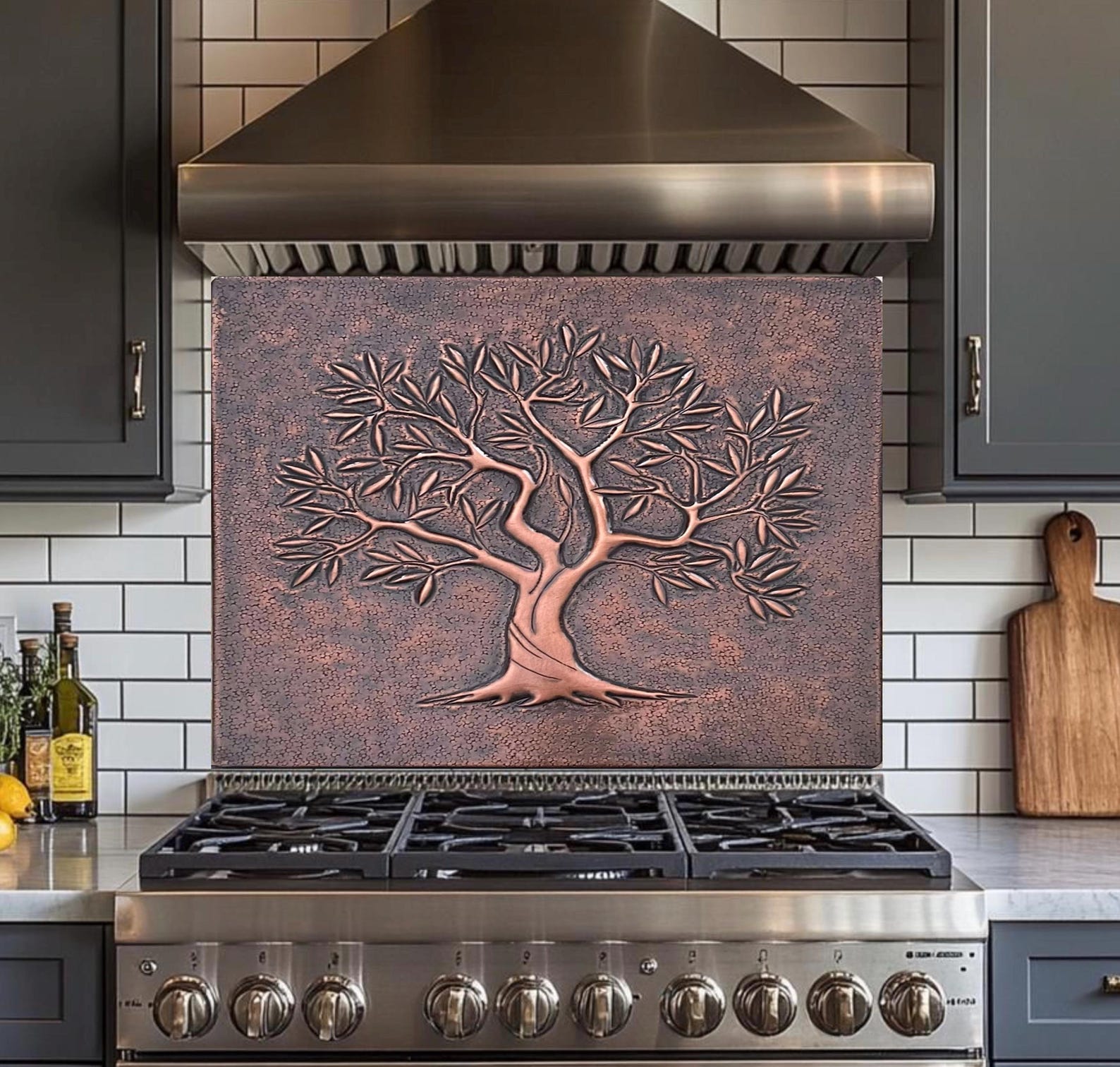 Hand-hammered Copper Tree of Life Backsplash Panel,kitchen Wall Art ...