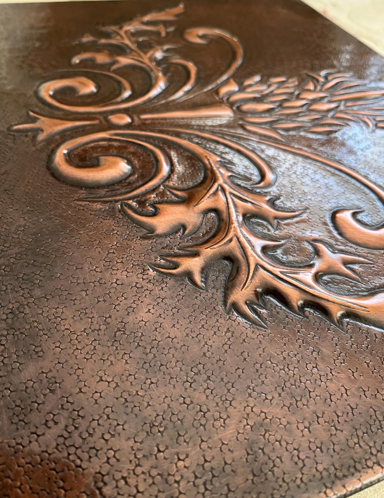 Hand-hammered Scottish Thistle Wall Mural Tile, Floral Backsplash Tiles ...