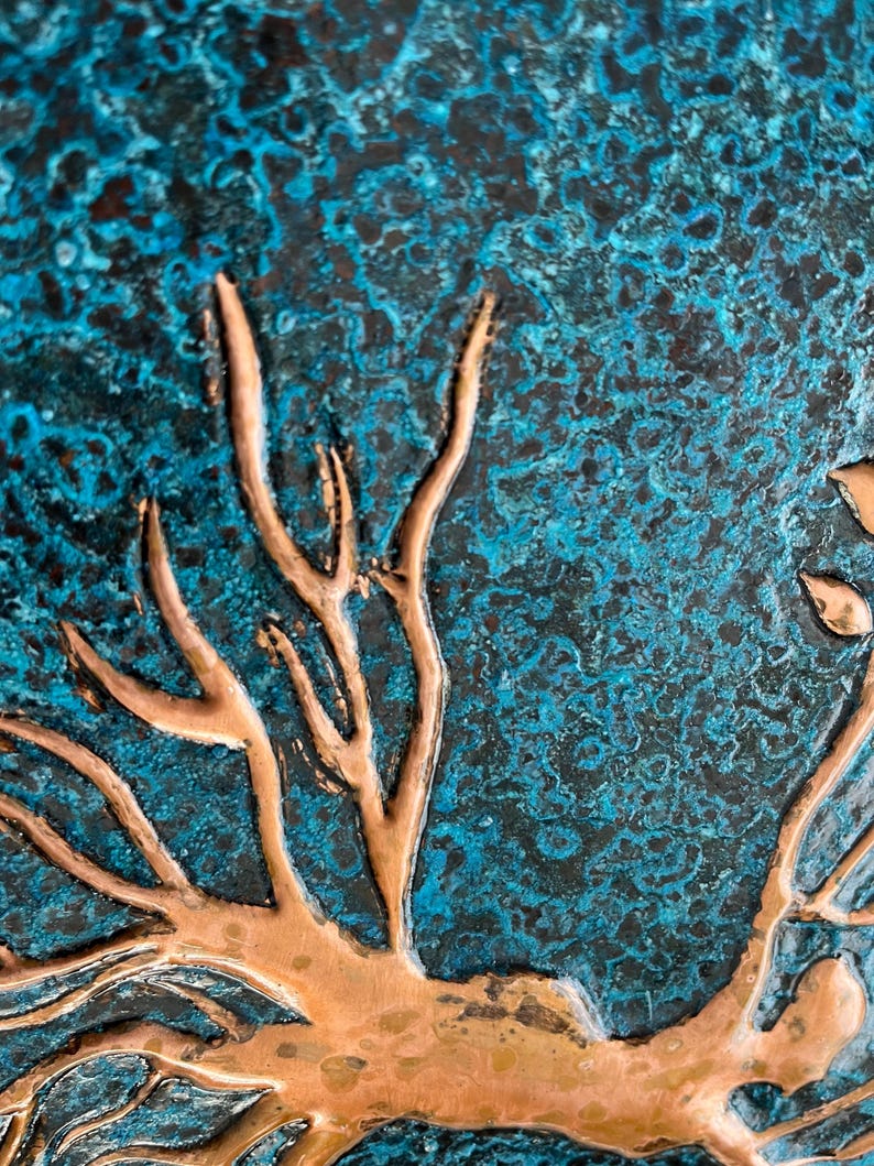 Hand-hammered Woman Tree of Life, Copper Kitchen Backsplash Tile - Etsy