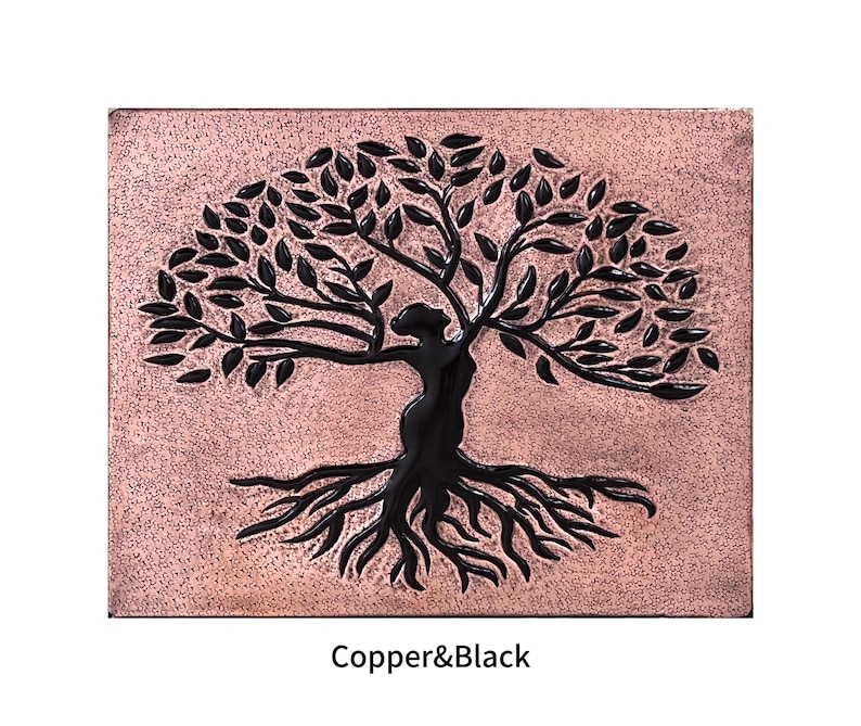 Hand Hammered Copper Woman Tree of Life Backsplash Panel, Kitchen Wall ...
