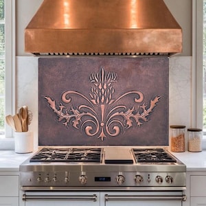 Hand-hammered Scottish Thistle Wall Mural Tile, Floral Backsplash Tiles ...