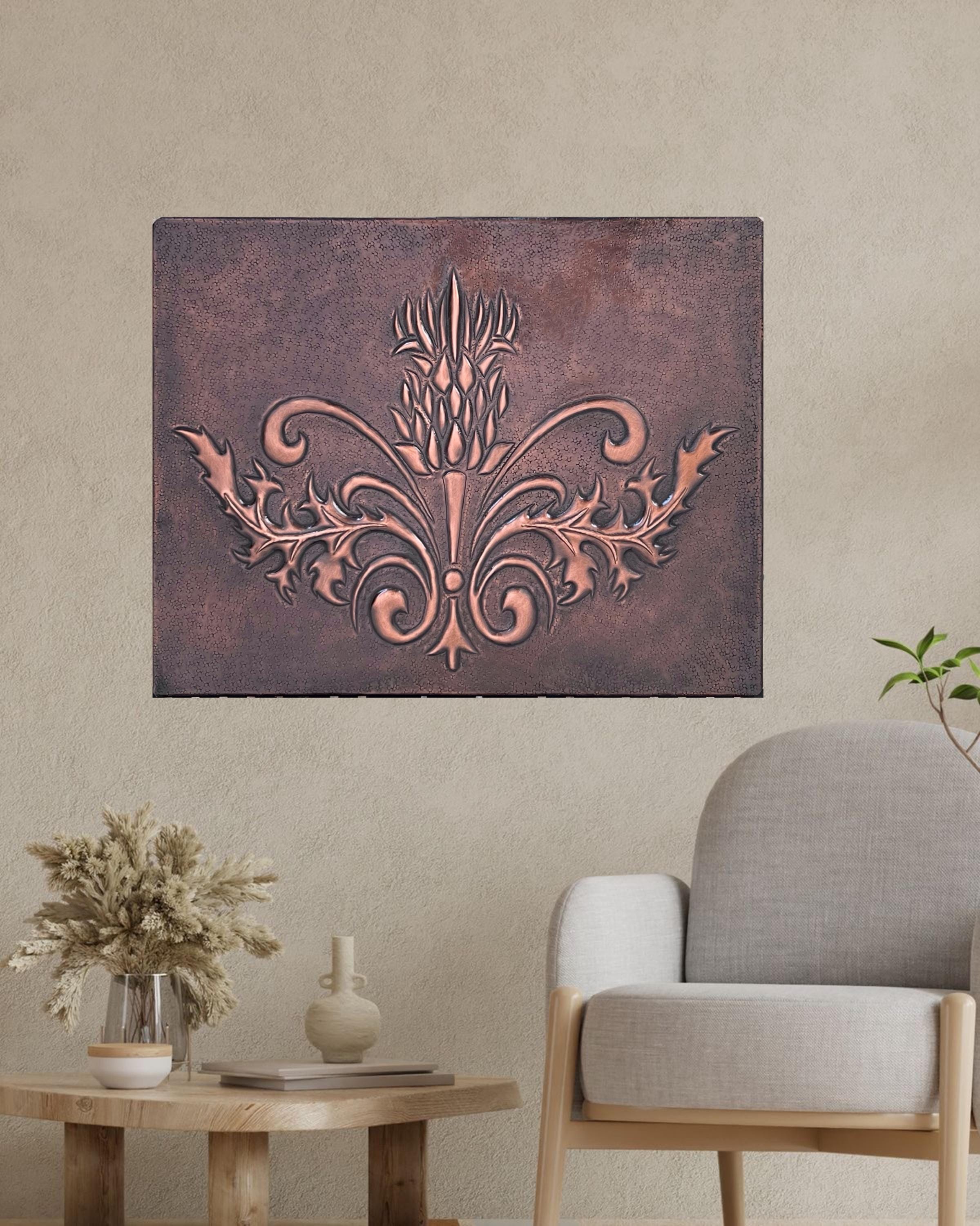 Hand-hammered Scottish Thistle Wall Mural Tile, Floral Backsplash Tiles ...