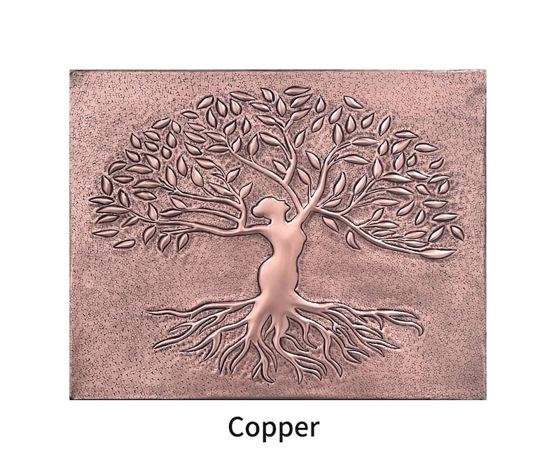 Hand Hammered Copper Woman Tree of Life Backsplash Panel, Kitchen Wall ...