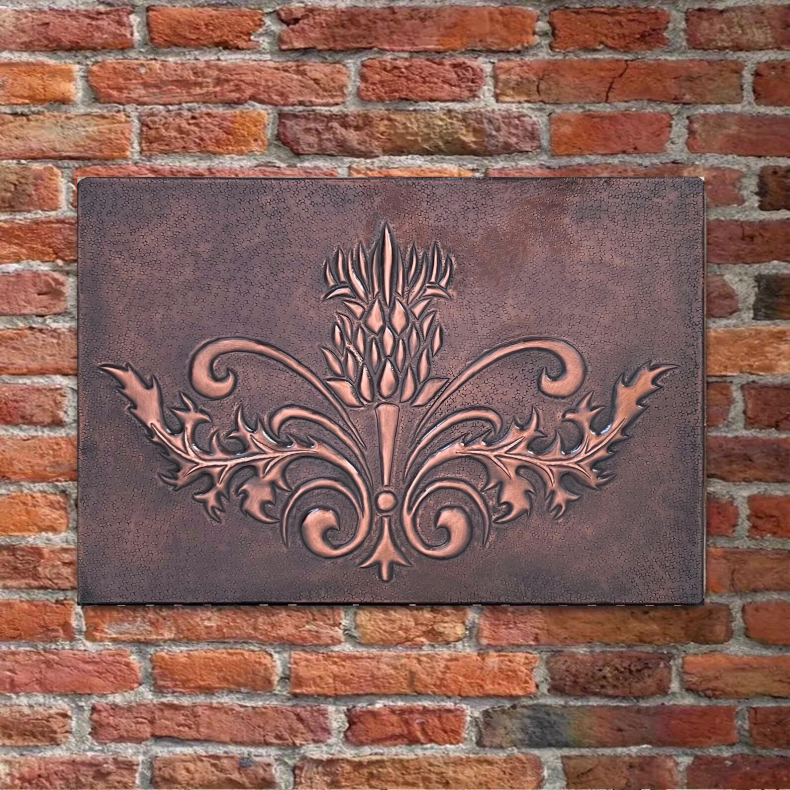 Hand-hammered Scottish Thistle Wall Mural Tile, Floral Backsplash Tiles ...