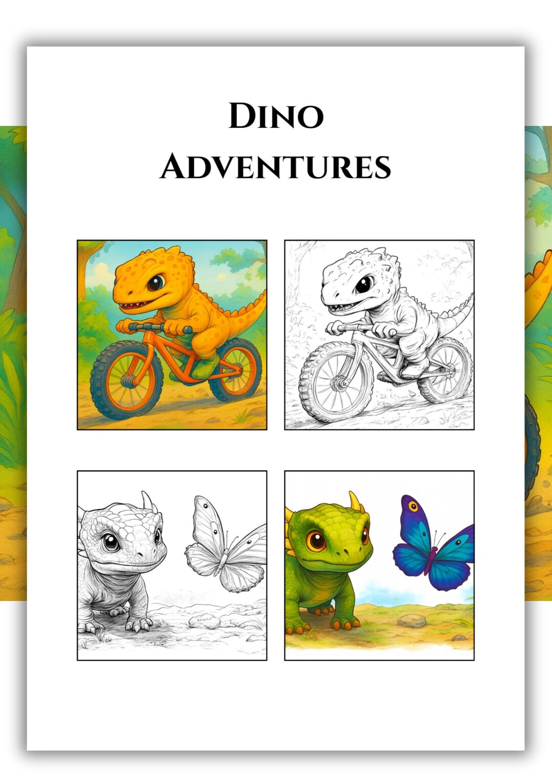 Cute Dinosaur Coloring Pages for Kids – Baby Dino Adventures, Printable ...