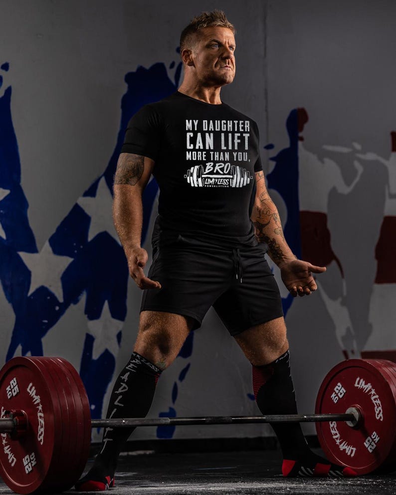 Powerlifting Dad Tee | Strong Daughter Barbell Graphic Shirt | Funny ...