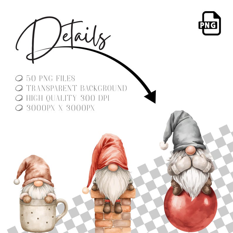 Watercolor Christmas Gnomes Clipart Bundle, Cute Winter Holiday PNG ...