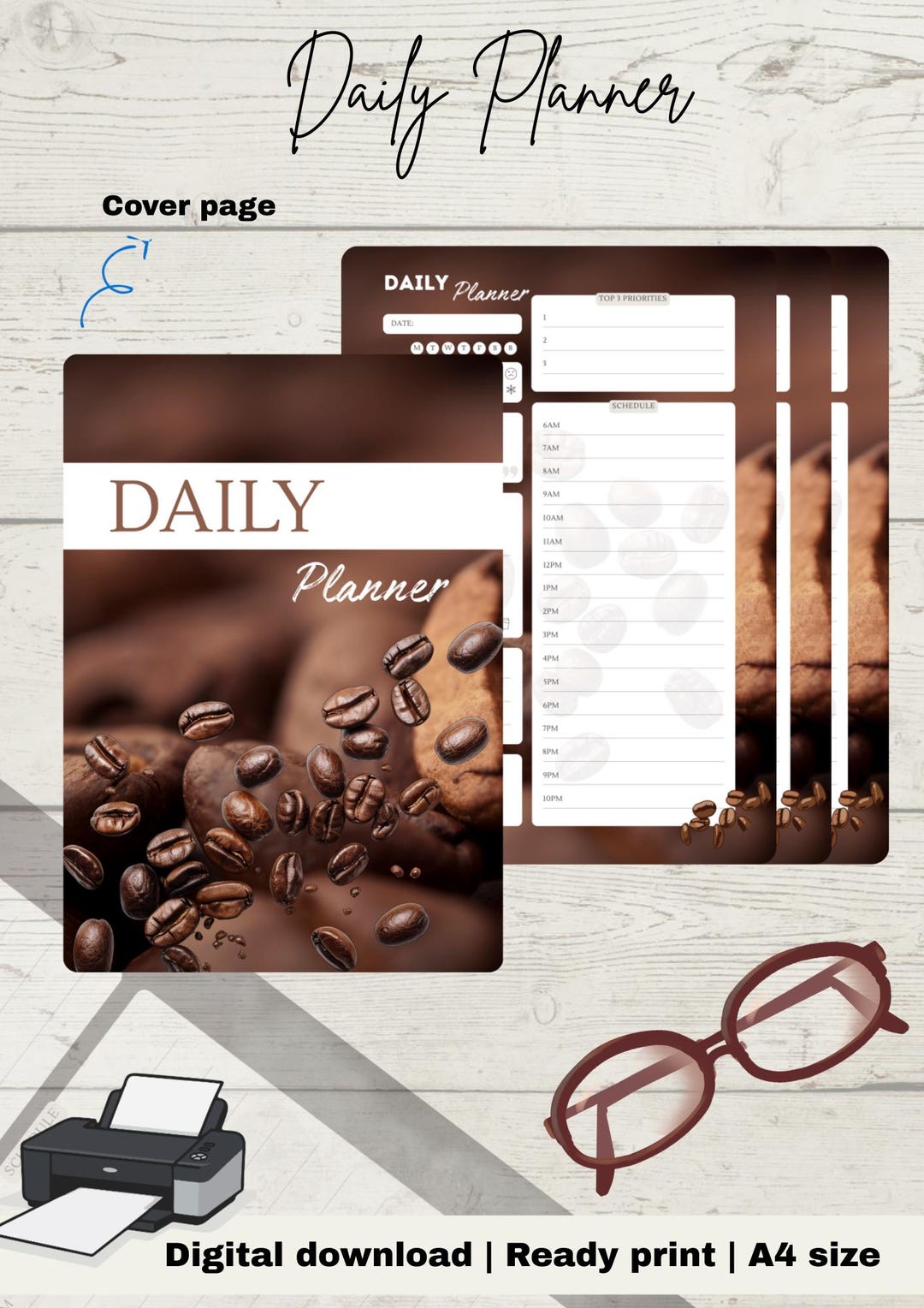Coffee-themed Daily Planner - Etsy