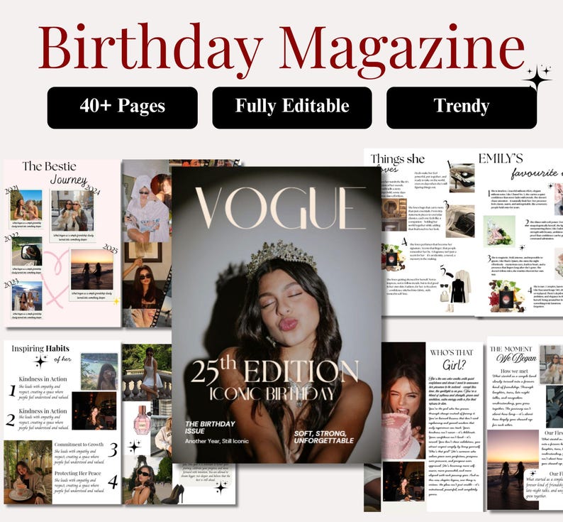 Personalized Birthday Magazine Printable Gift for Her (DIY, Keepsake ...