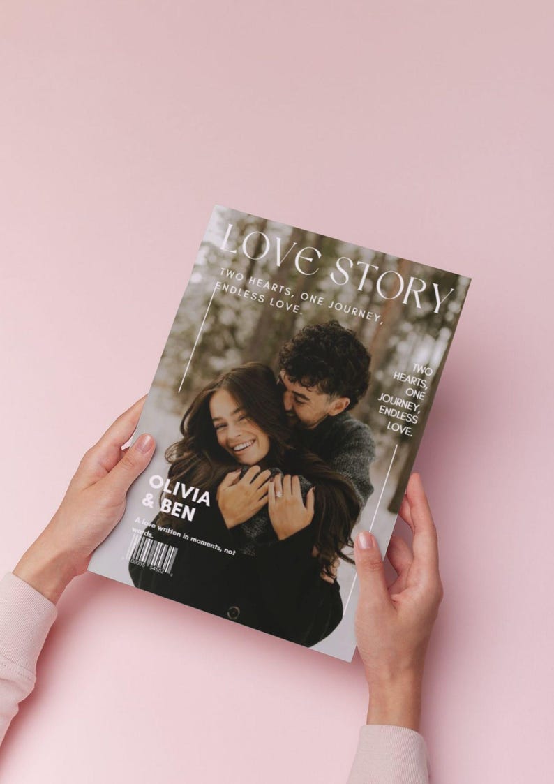 Couple Love Story Magazine Template | DIY Anniversary Gift (canva ...