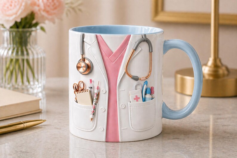 Doctor Nurse Scrub Mug, Medical Stethoscope Coffee Cup, Healthcare ...