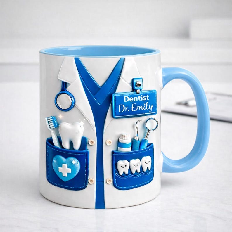 Personalized Dentist Mug – Custom Name Dental Gift, Ceramic Coffee Cup ...