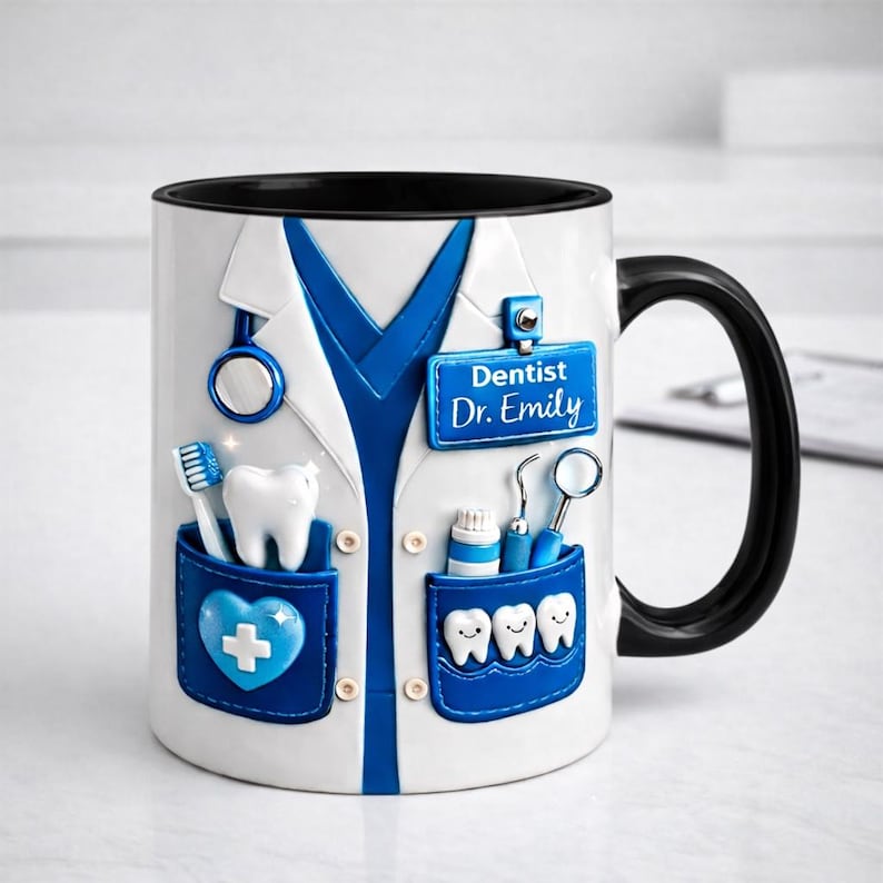 Personalized Dentist Mug – Custom Name Dental Gift, Ceramic Coffee Cup ...