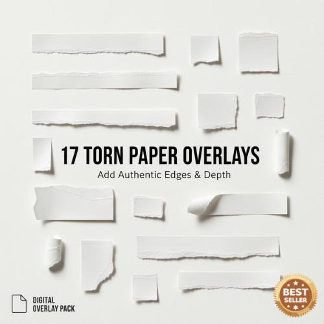 17 Torn Paper Overlays | Realistic Ripped Paper PNG Pack | Digital ...